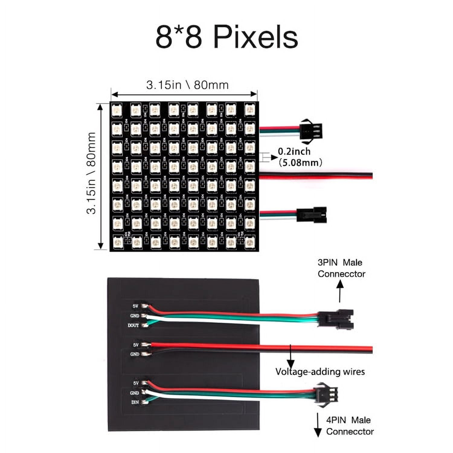 WS2812 8x8 16x16 8x32 Module Matrix Screen DC5V WS2812B RGB LED Digital Flexible Individually ...
