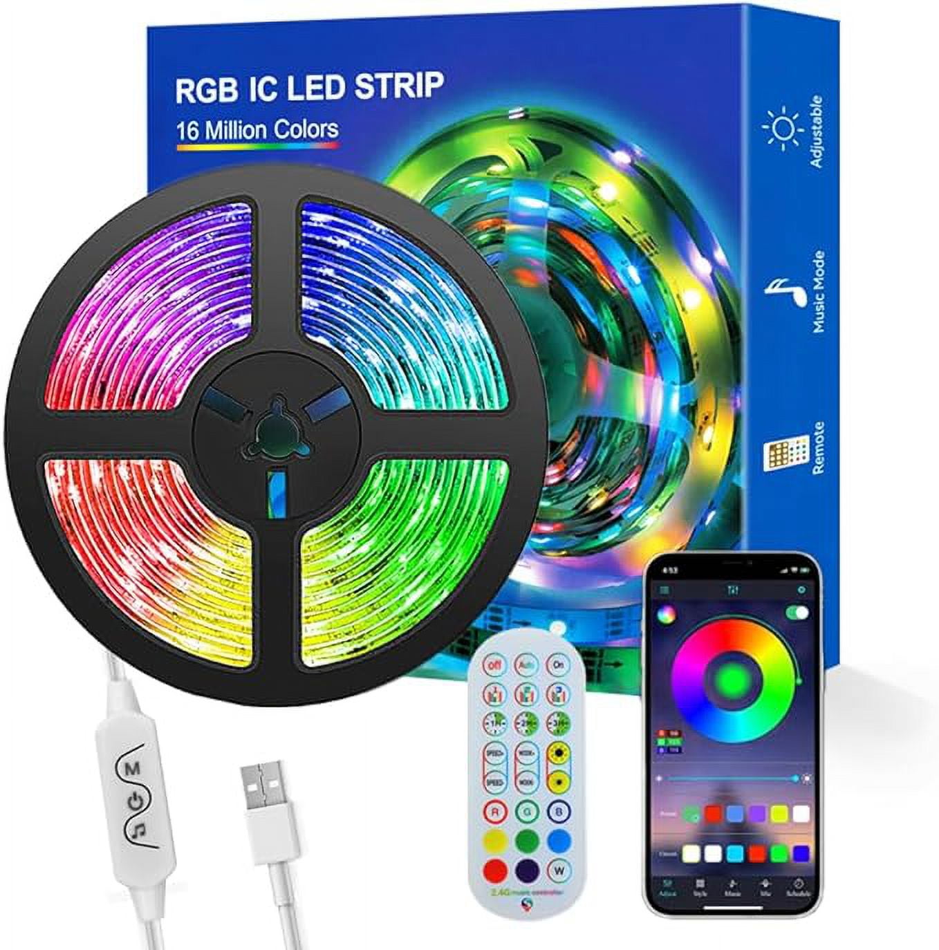 WS2812B LED Strip Individually Addressable 9.8FT 60Pixels/m Smart LED Lights RGB IC Pixel Strip ...