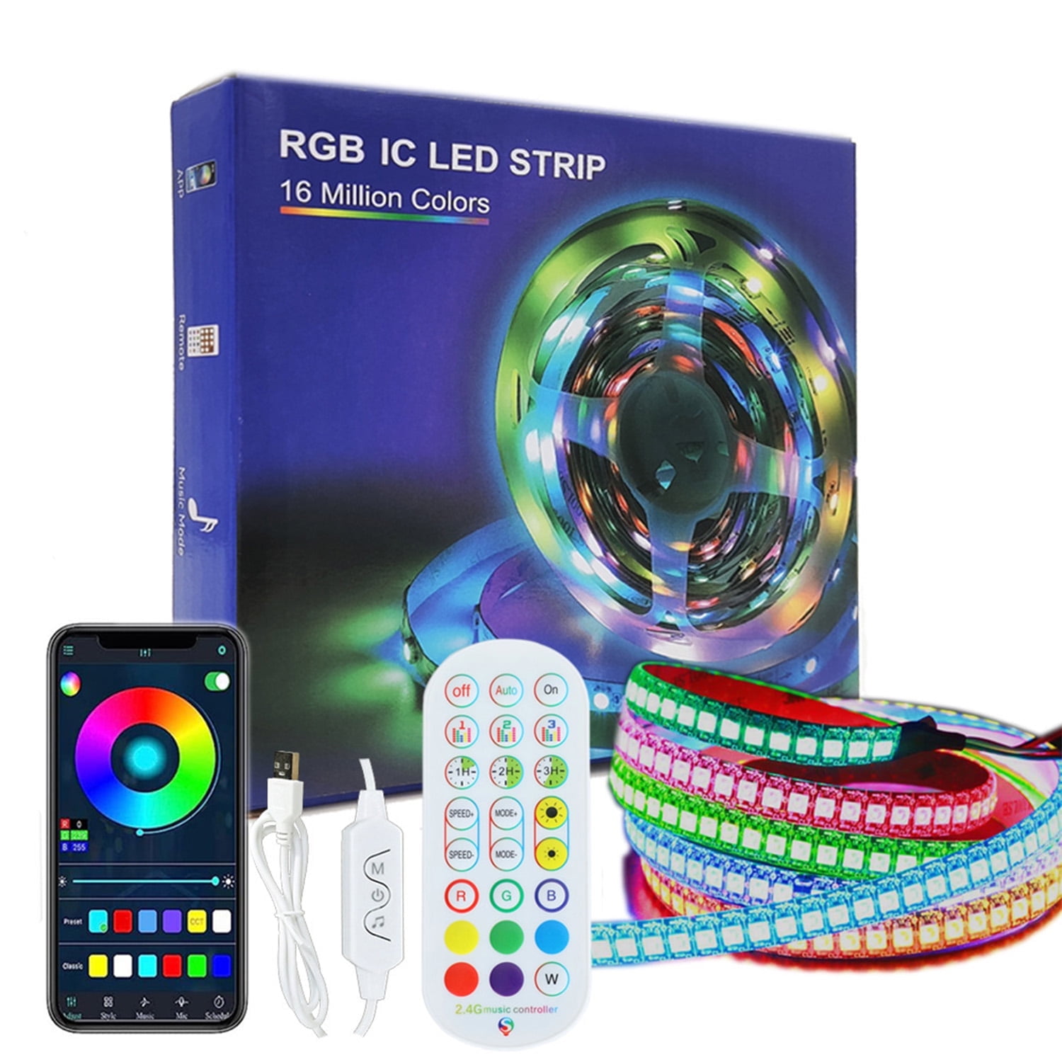 WS2812B LED Strip Individually Addressable Light 144Pixels/m SMD 5050 ...