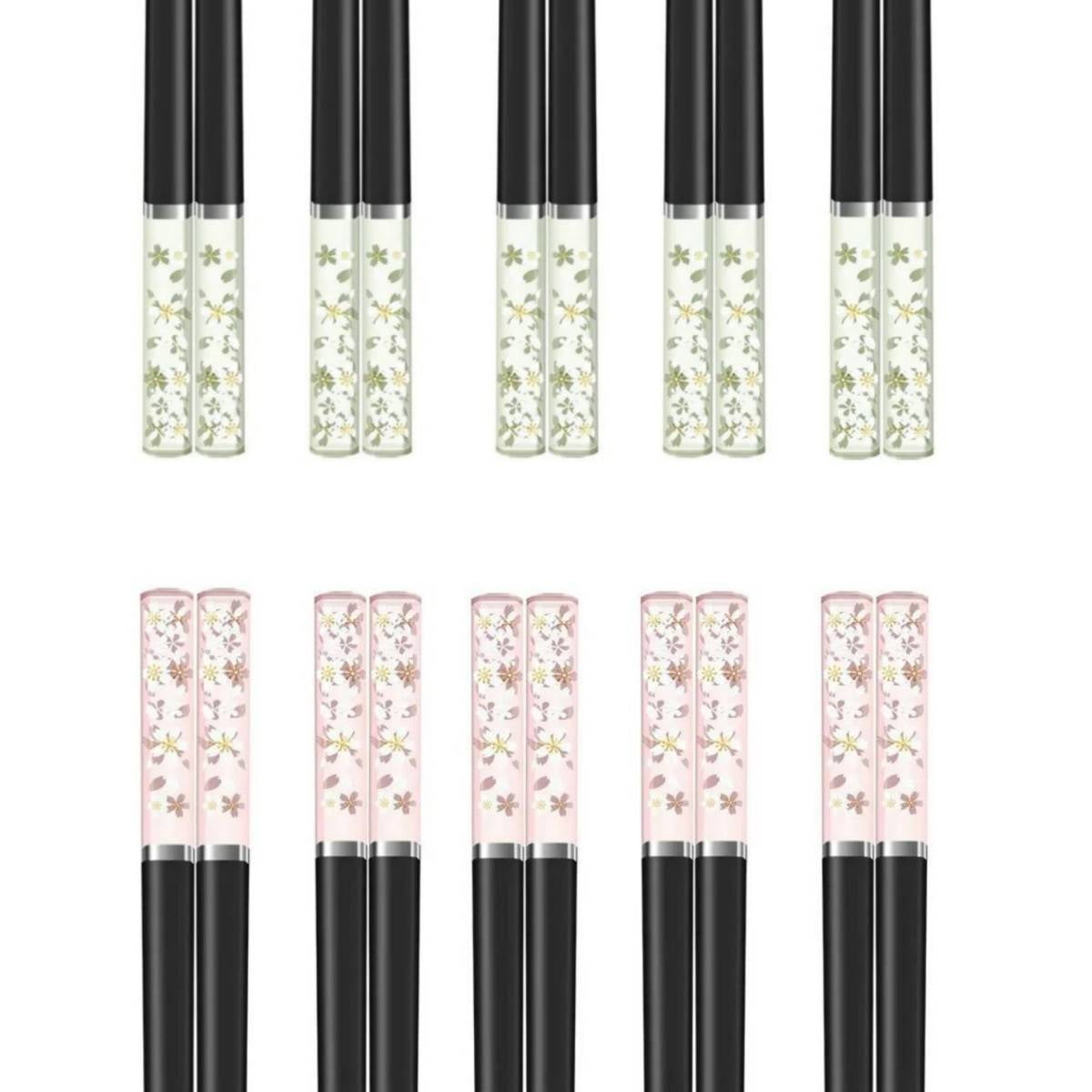 WSBArt 10 Pairs Reusable Fiberglass Alloy Chopsticks Dishwasher Safe ...