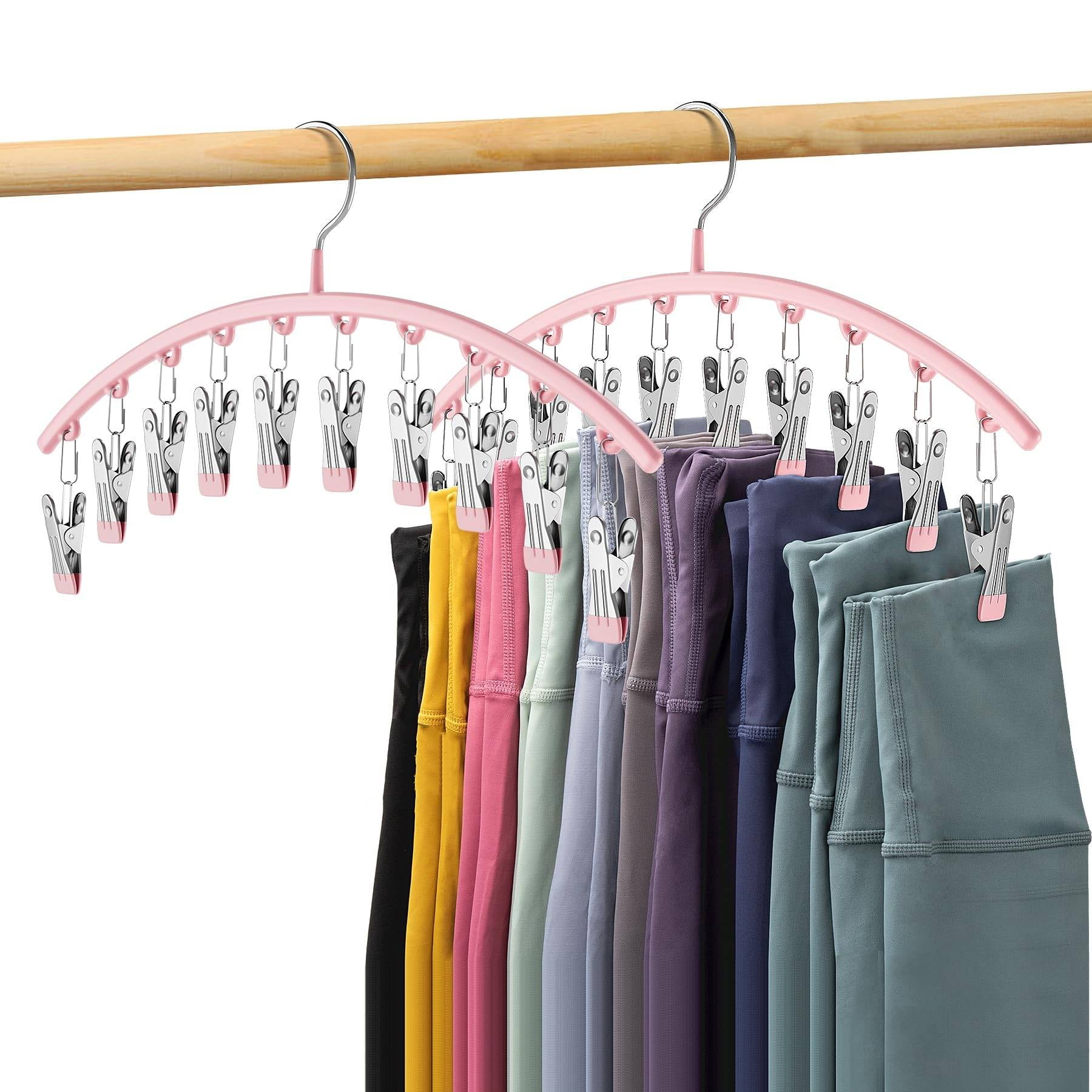 WSBArt 2 Pack Metal Yoga Pants Hangers with 10 Clips Holds 20 Leggings ...