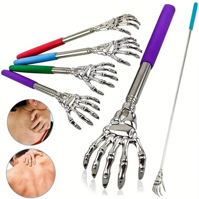 Wsbart 4 Pack Extendable Back Scratcher Telescoping Back Scratchers Skeleton Hand Metal