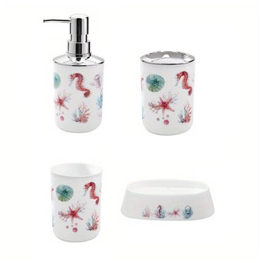Beach Shells Bathroom Set - Resin 4 Piece Collection - Walmart.com
