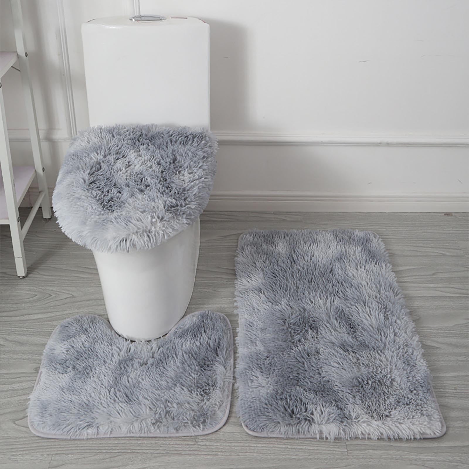 WSBDENLK 3 Pieces Bathroom Sets Rug Tie Dyed Plush Carpet Plush Toilet ...