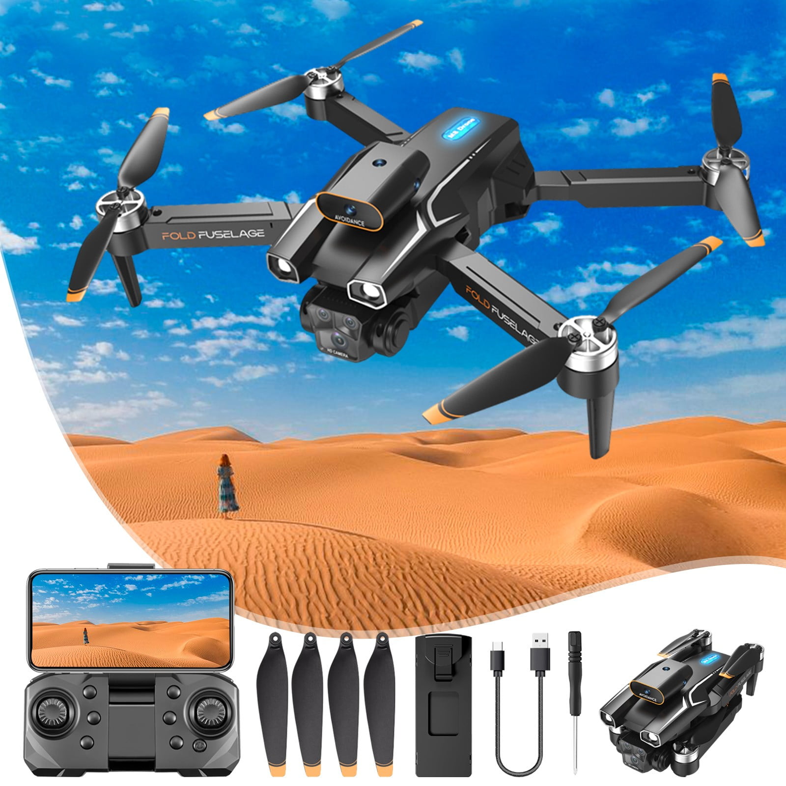 WSBDENLK Brushless Motor Drones with 3 Cameras Electric Adjustmentwind ...