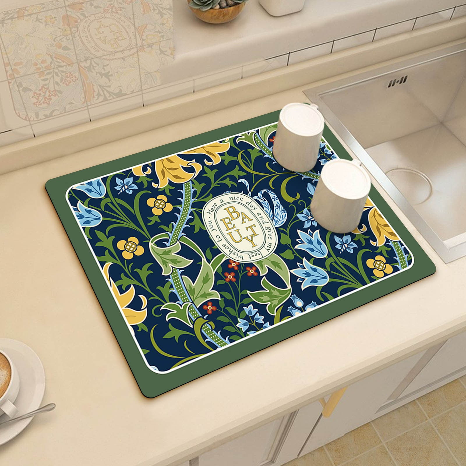 WSBDENLK Draining Mat, Soft Silicone Tabletop Drying Pad, Water ...