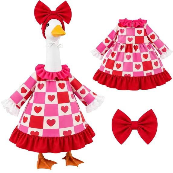 WSBDENLK Heart Pattern Porch Goose Outfit for 23 Inch Statue, Valentine ...