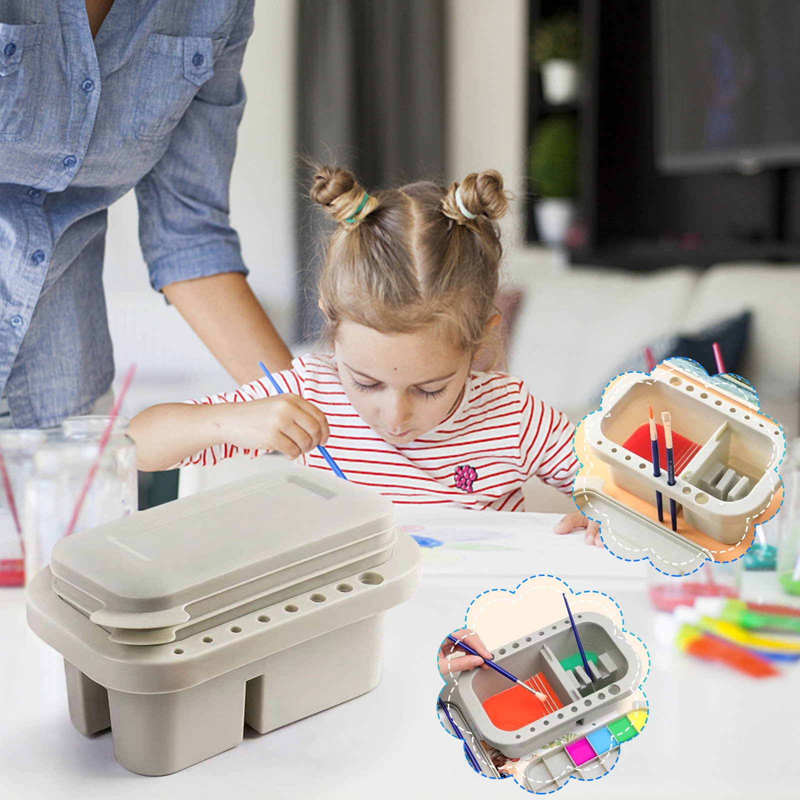 WSBDENLK Multi-Use Paint Brush Basin with Brushes,Washer,Trays ...