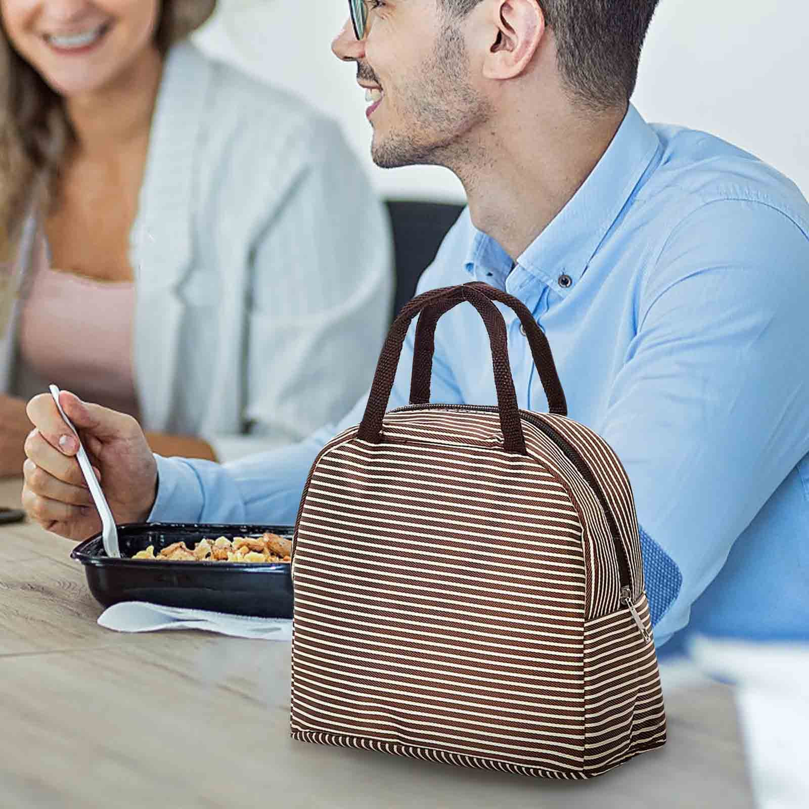 WSBDENLK Striped Bento Insulated Bag Cosmetic Bag Tote Bag Ice Bag ...