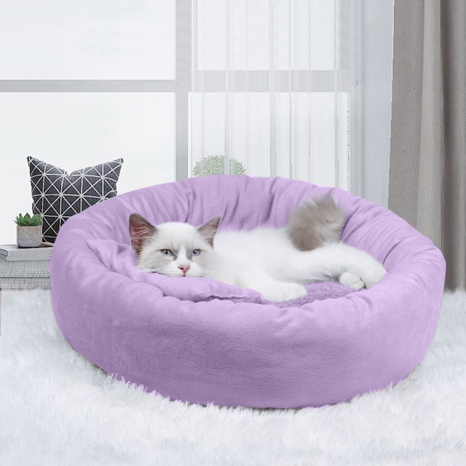 WSBDENLK Three-Piece Set of Round Kennel, Plush Mattress, Thickened ...