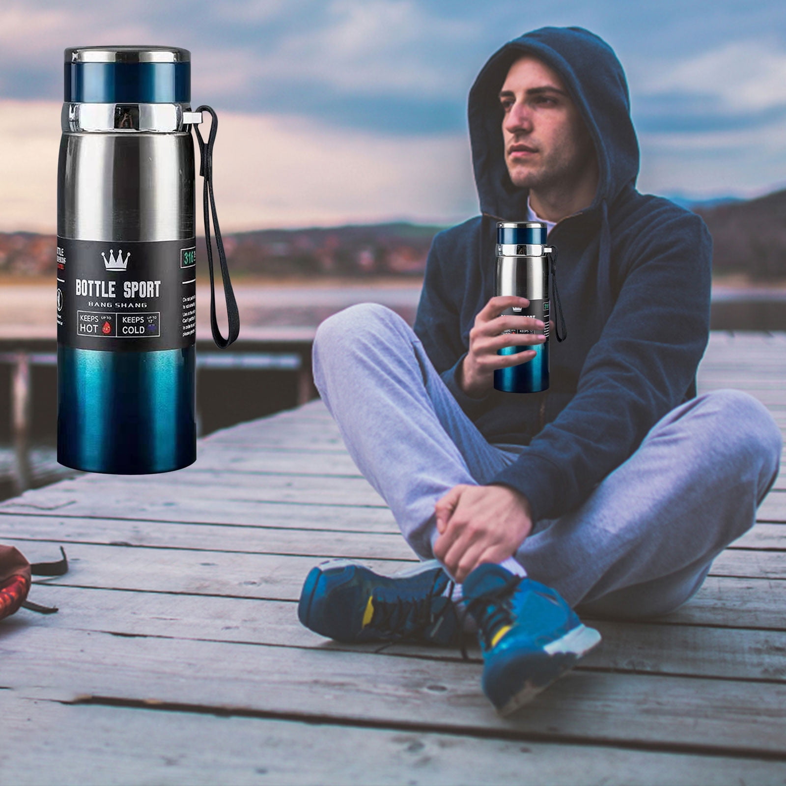 WSBDENLK Winter Portable Rope Insulation Cup Stainless Steel Outdoor ...