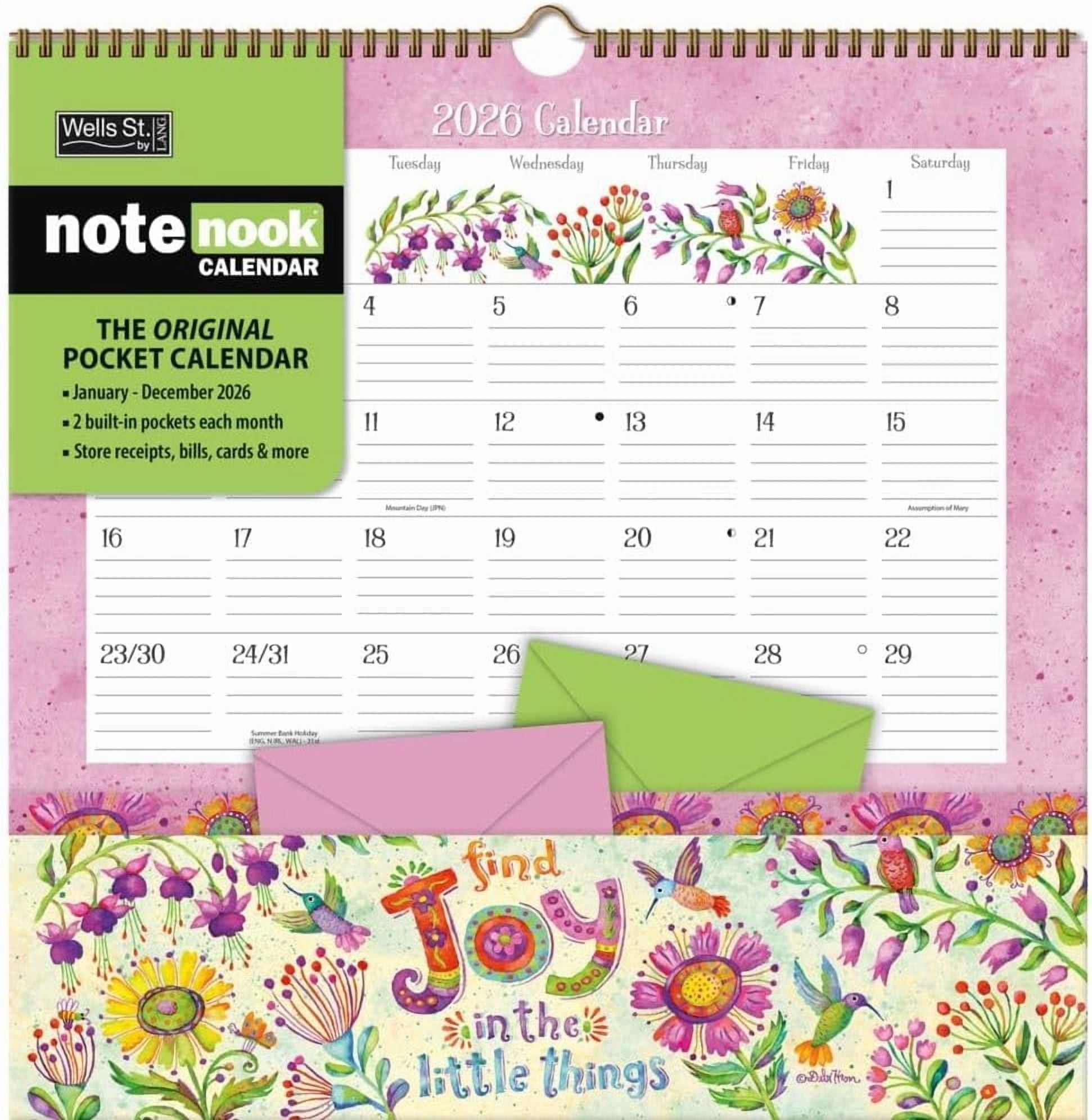 WSBL Simple Inspirations 2026 Note Nook Wall Calendar – 12-Month Organizer Calendar with Dual ...