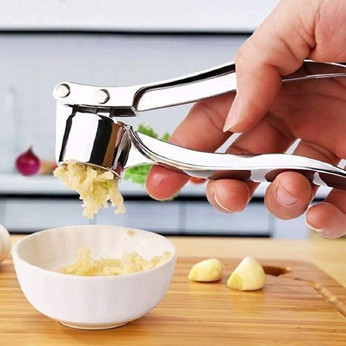 WSK Garlic Crusher Presser Squeeze Ginger Crusher Stainless Steel ...