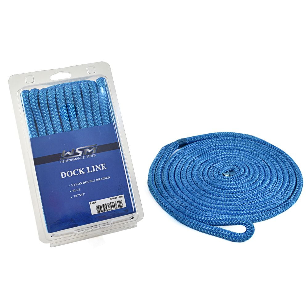 WSM 3/8'' x 15' Nylon Blue Dock Line 1000-3815BL - Walmart.com