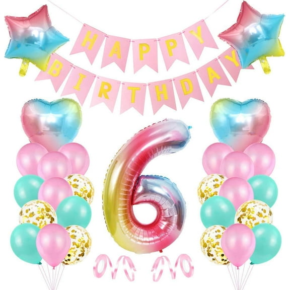 28 Pcs Rainbow Gradient Unicorn 8th Happy Birthday Party Supplies ...