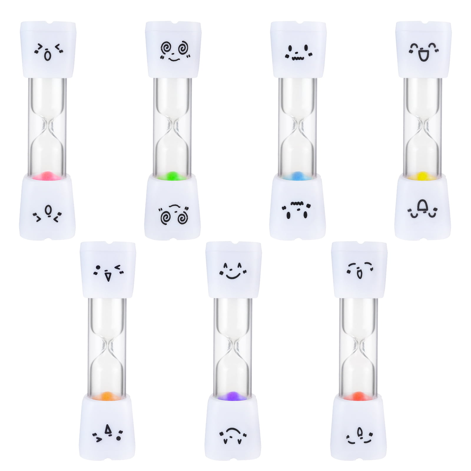WSNIJFU 7Pcs Emoji Toothbrush Hourglass Timer 2 Minute Kids Toothbrush ...