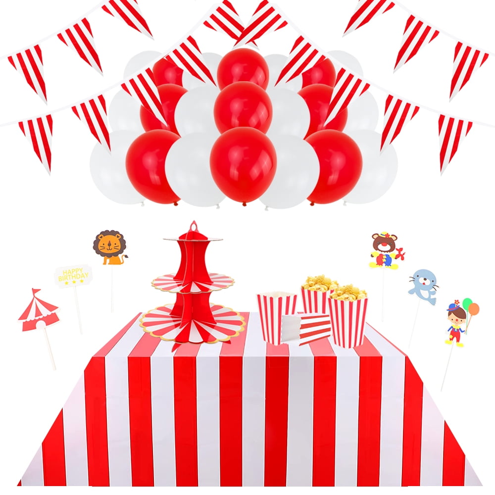WSNIJFU Carnival Circus Party Decorations Supplies, Red and White ...