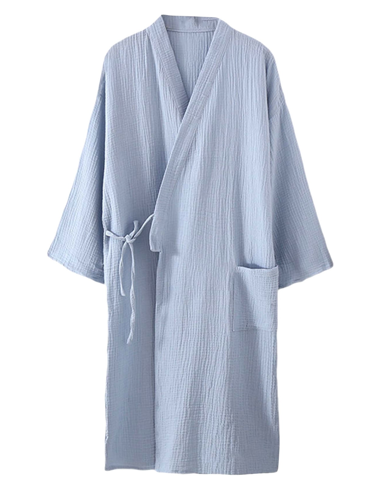 WSPLYSPJY Womens Robes Cotton Gauze Kimono Bathrobe Sleepwear Lightweight Loungewear L Light ...