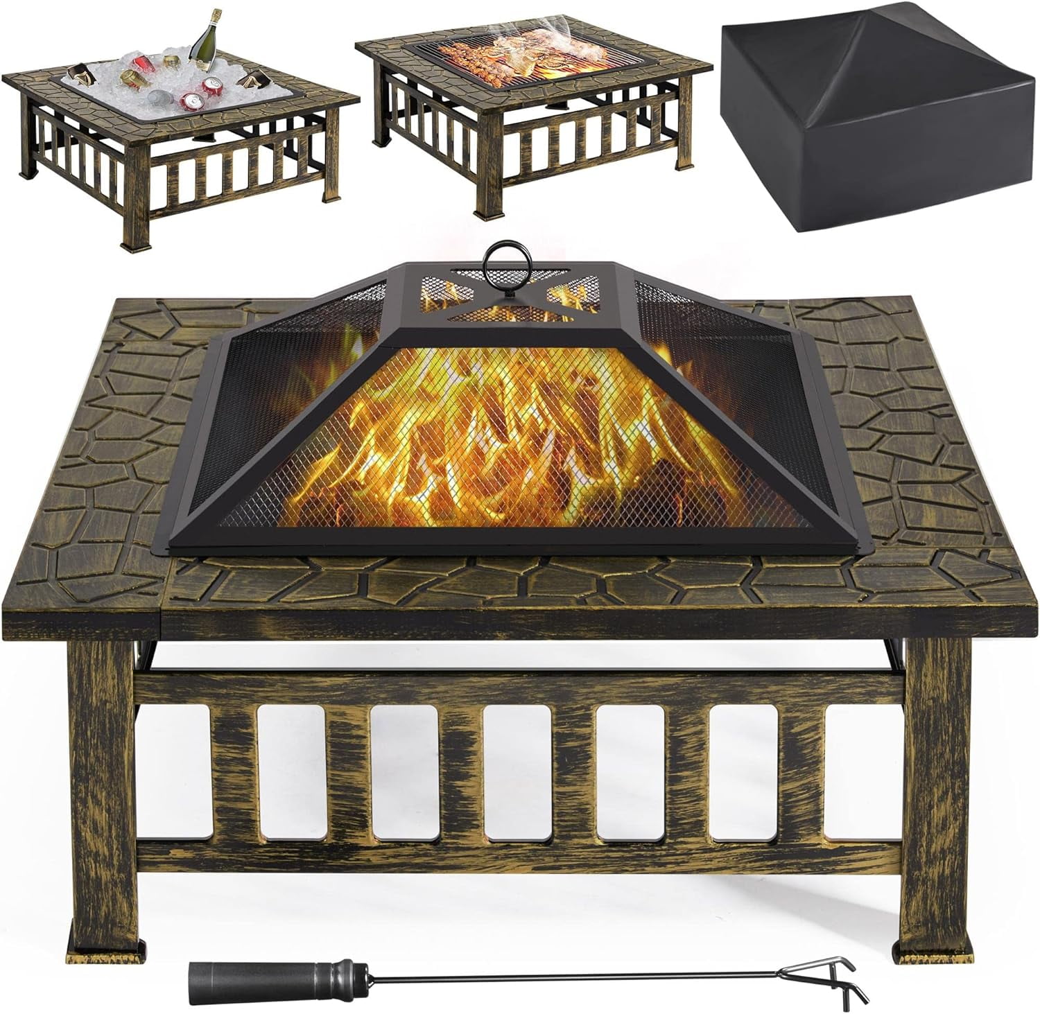WSRFSD Fire Pit Outdoor Fire Pits with Heat-Resistant Coating Outdoor ...