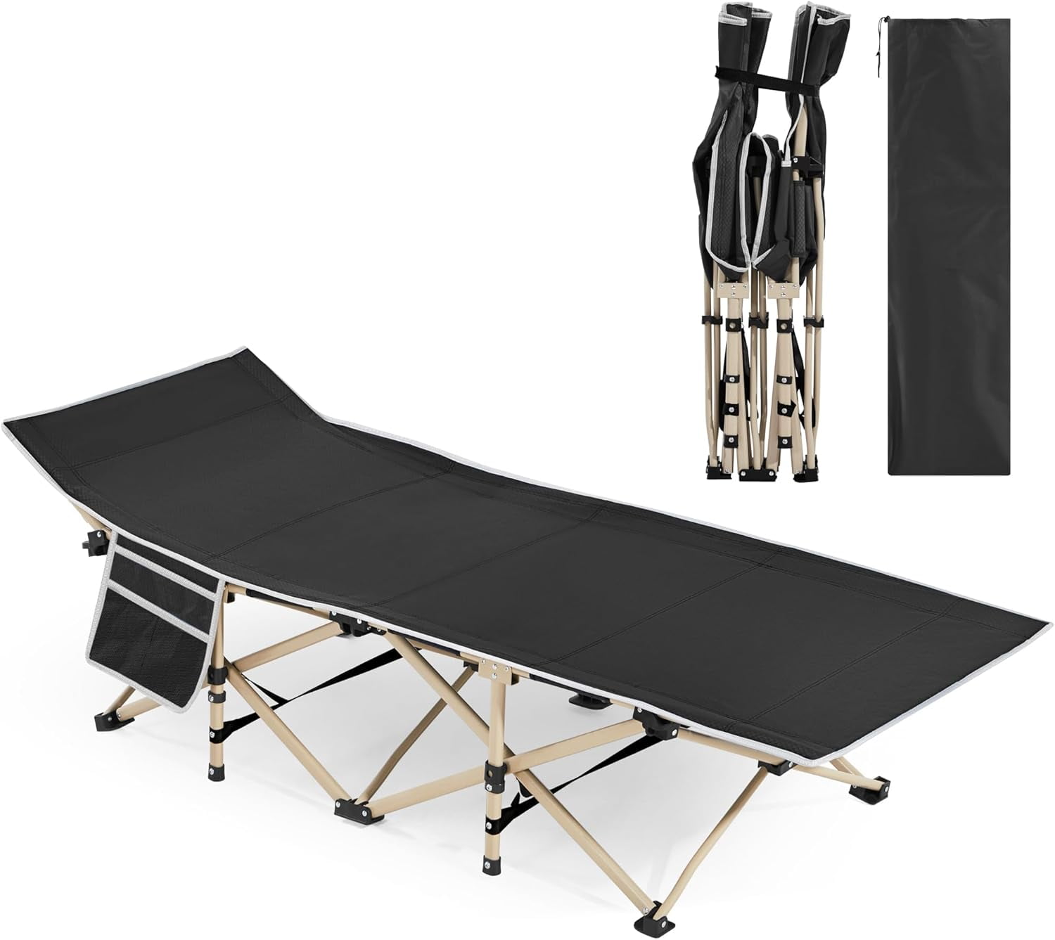 WSRFSD Folding Camping Cot, Portable Military Canvas Sleeping Bed ...