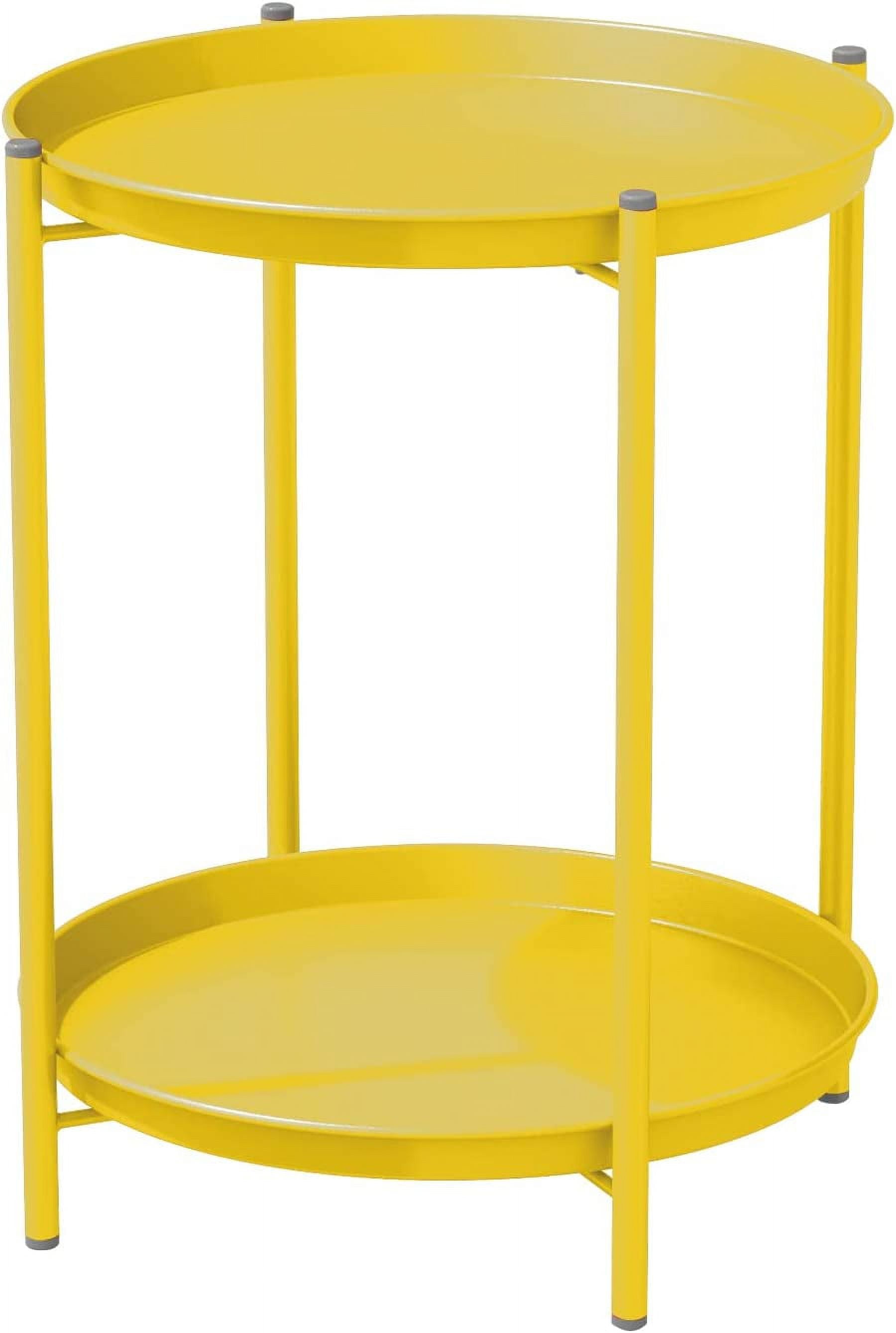 WSRFSD Grand patio Outdoor Side Table 2-Tier Round End Table Yellow - Walmart.com