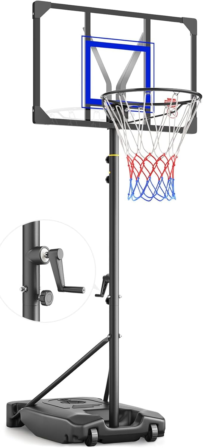WSRFSD Kids Basketball Hoop Outdoor 8.53ft Adjustable Quickly, Portable ...