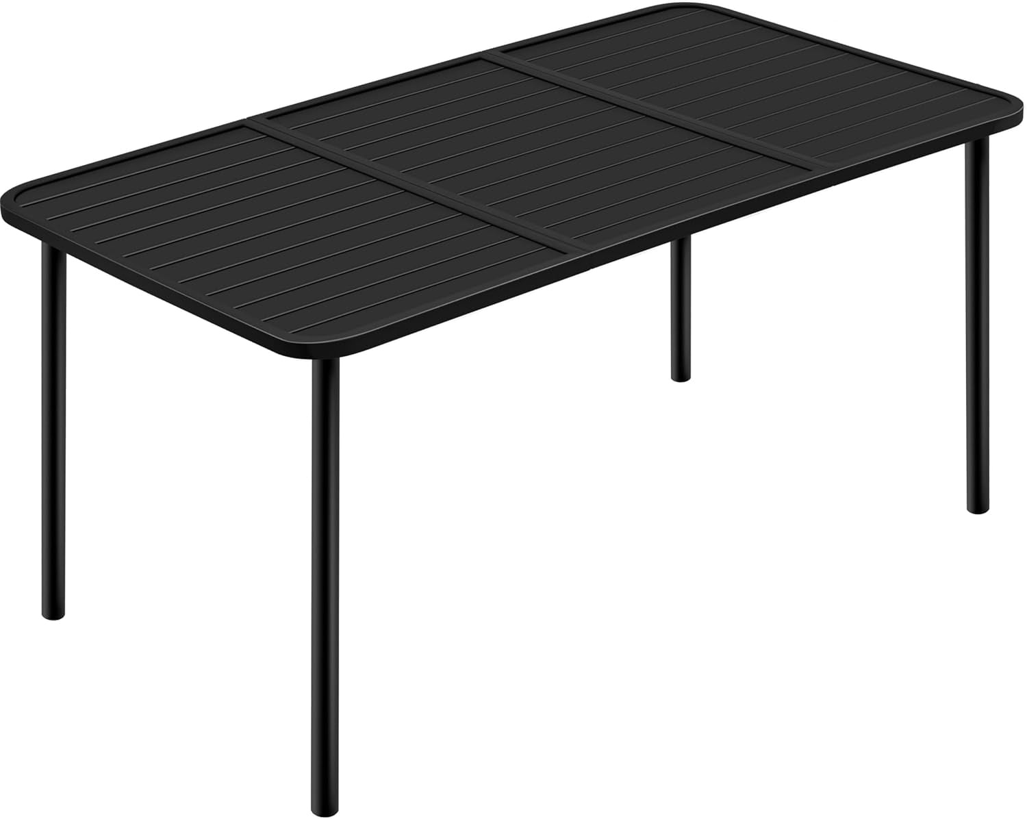 WSRFSD Outdoor Dining Table for 8 Person, Rectangular Slatted Metal ...