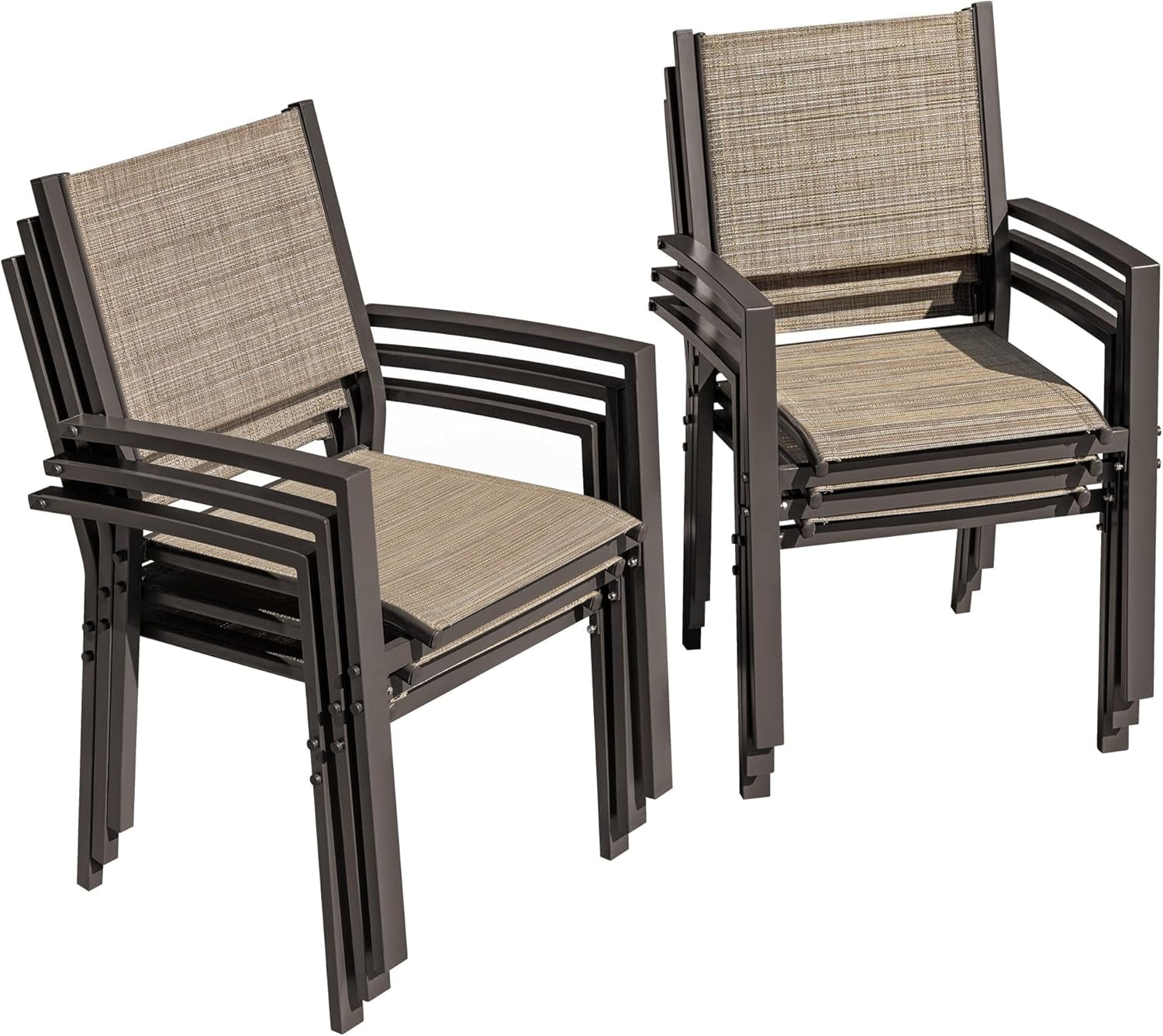 WSRFSD Patio Chairs Textilene Outdoor Chairs Set of 6 Stackable Dining ...