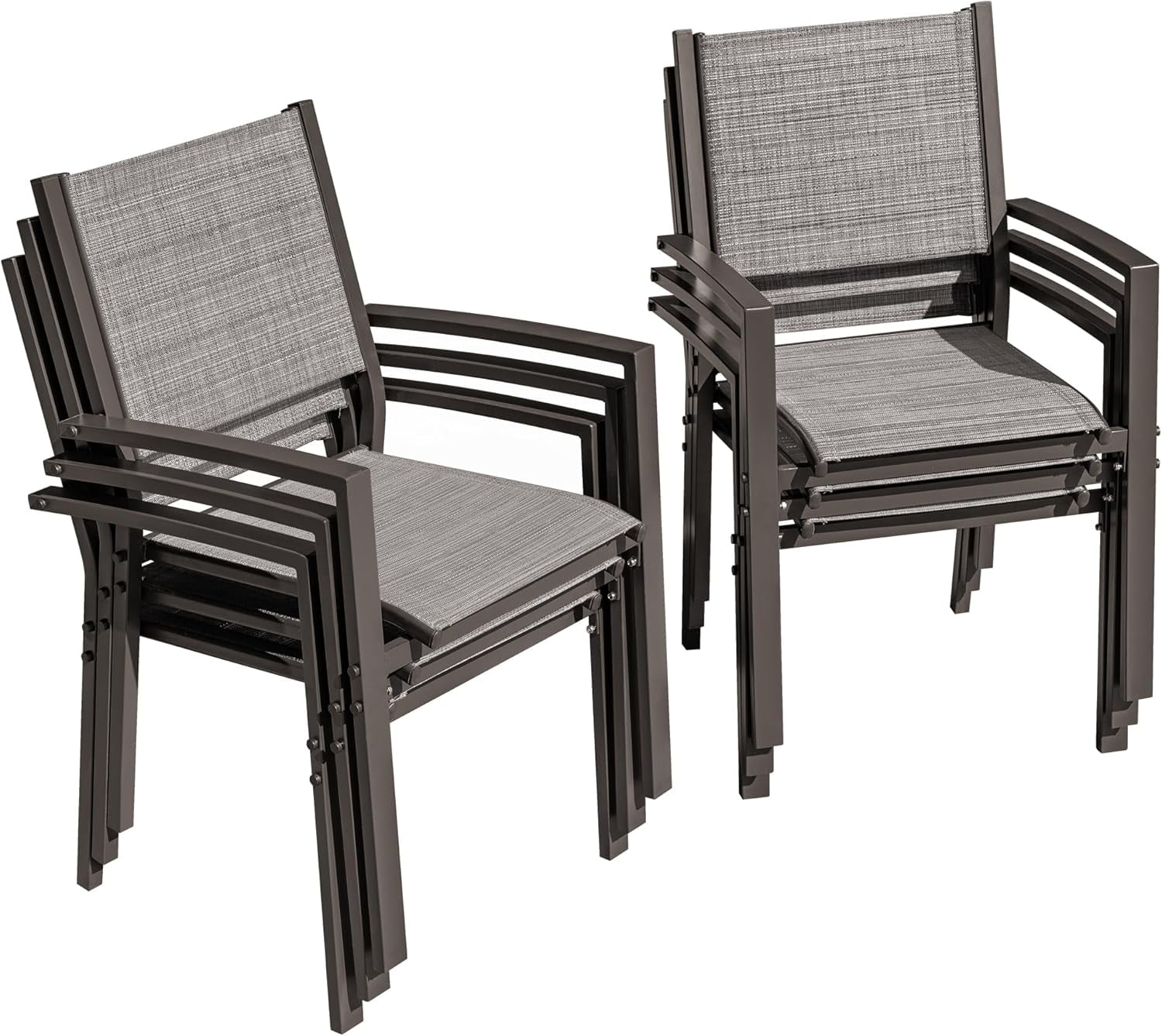 WSRFSD Patio Chairs Textilene Outdoor Chairs Set of 6 Stackable Dining ...