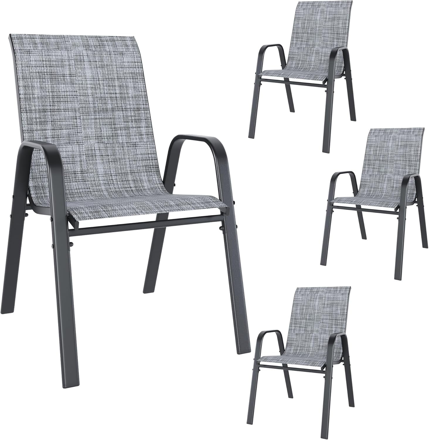 WSRFSD Patio Dining Chairs Set of 4Outdoor Stackable Dining Chairs for ...