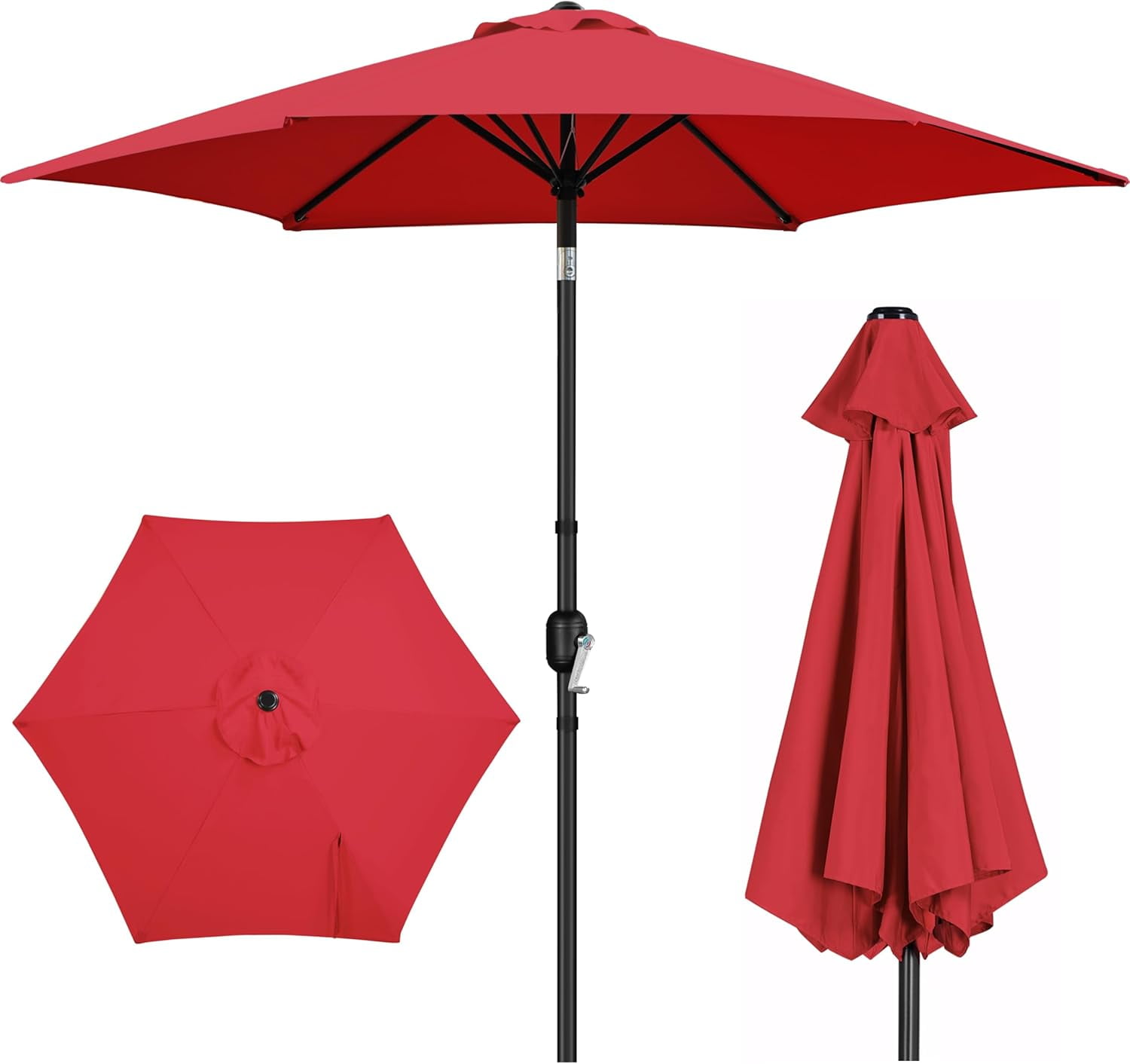 WSRFSD Patio Umbrella, 9FT Outdoor Table Market Umbrella with Push ...