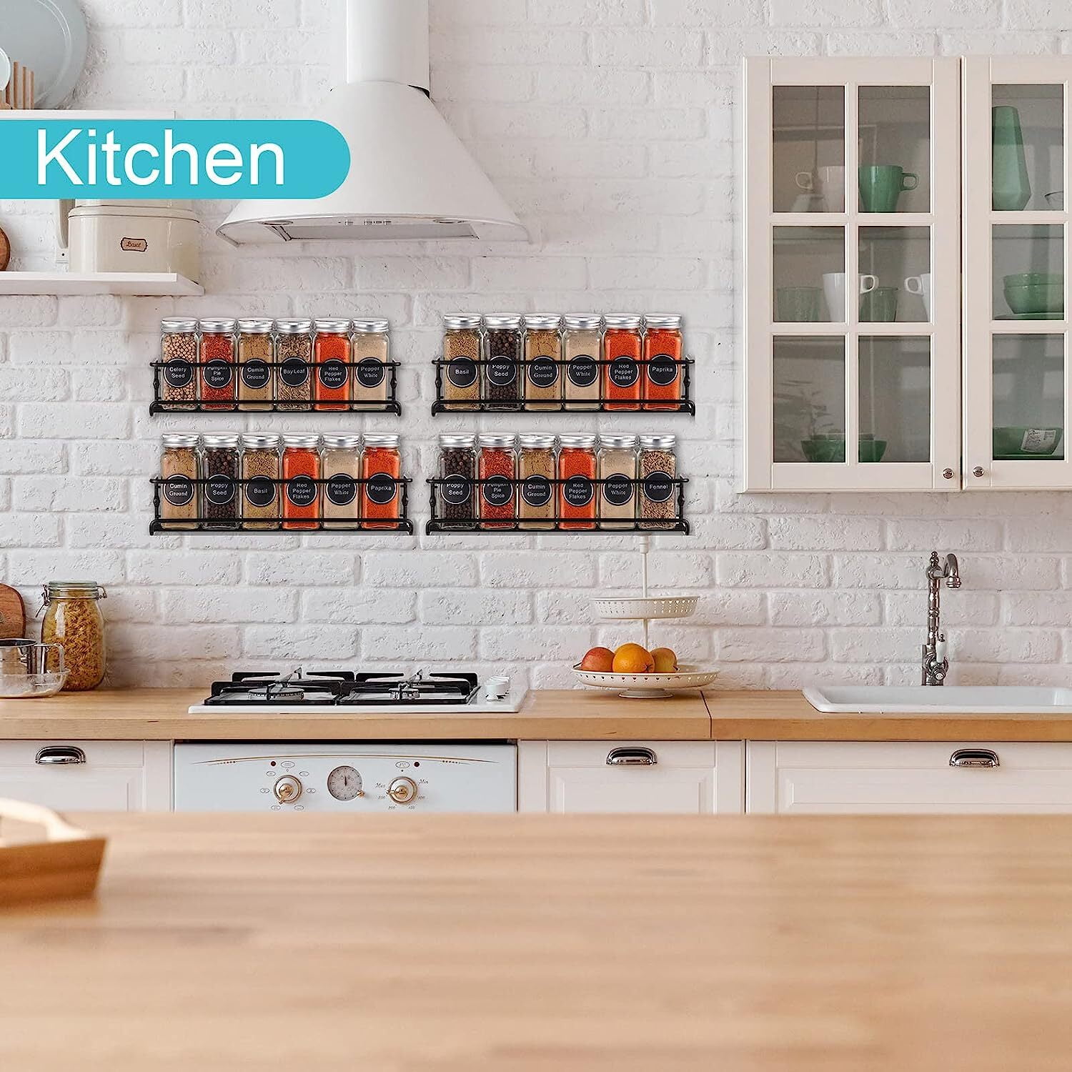 WSRFSD8 Pack Spice Rack Wall Mount - Hanging Spice Shelf Organizer with ...