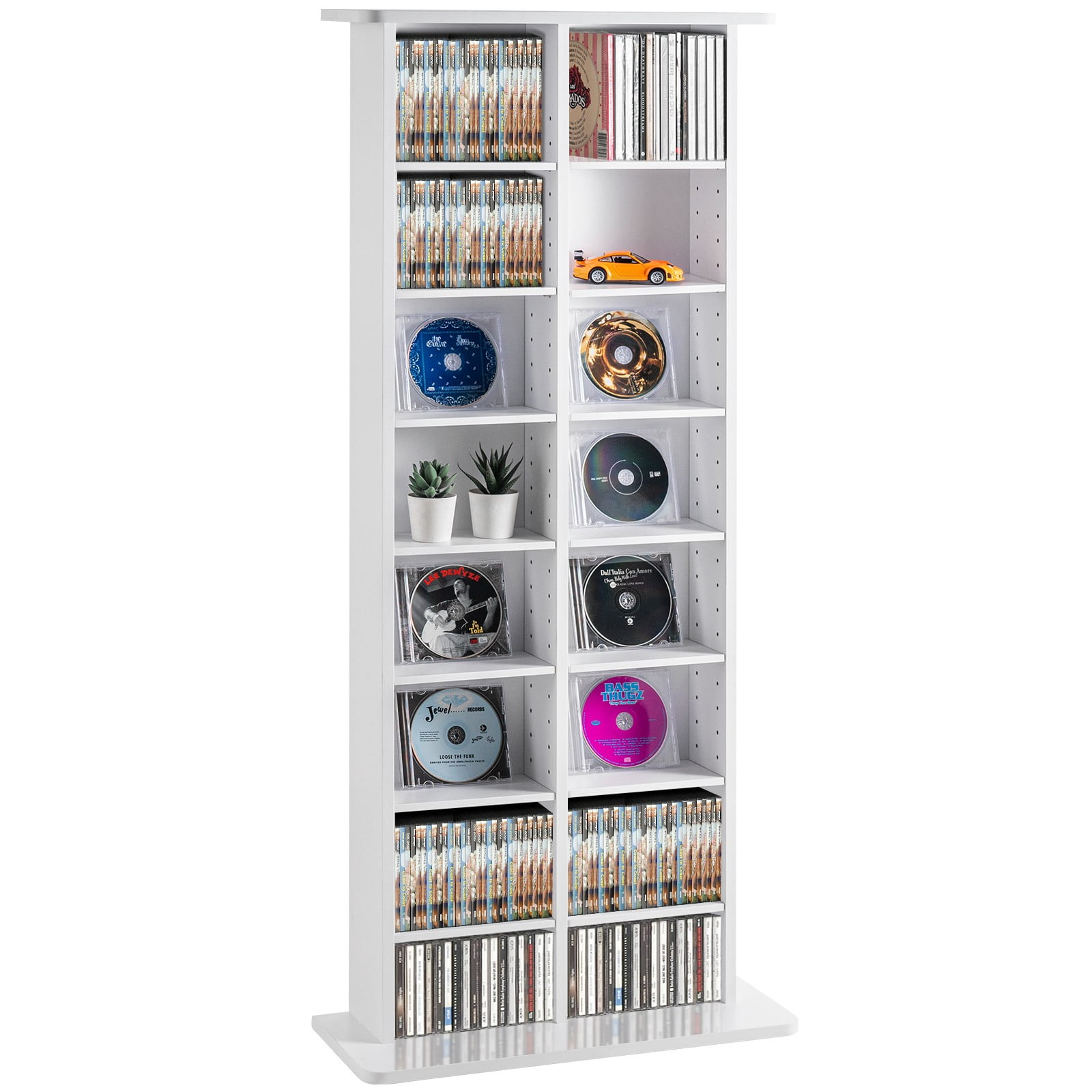 WSRFSDMedia Storage Cabinet - 8 Layers Adjustable DVD Shelves, Holds 464 CDs for Home & Office ...