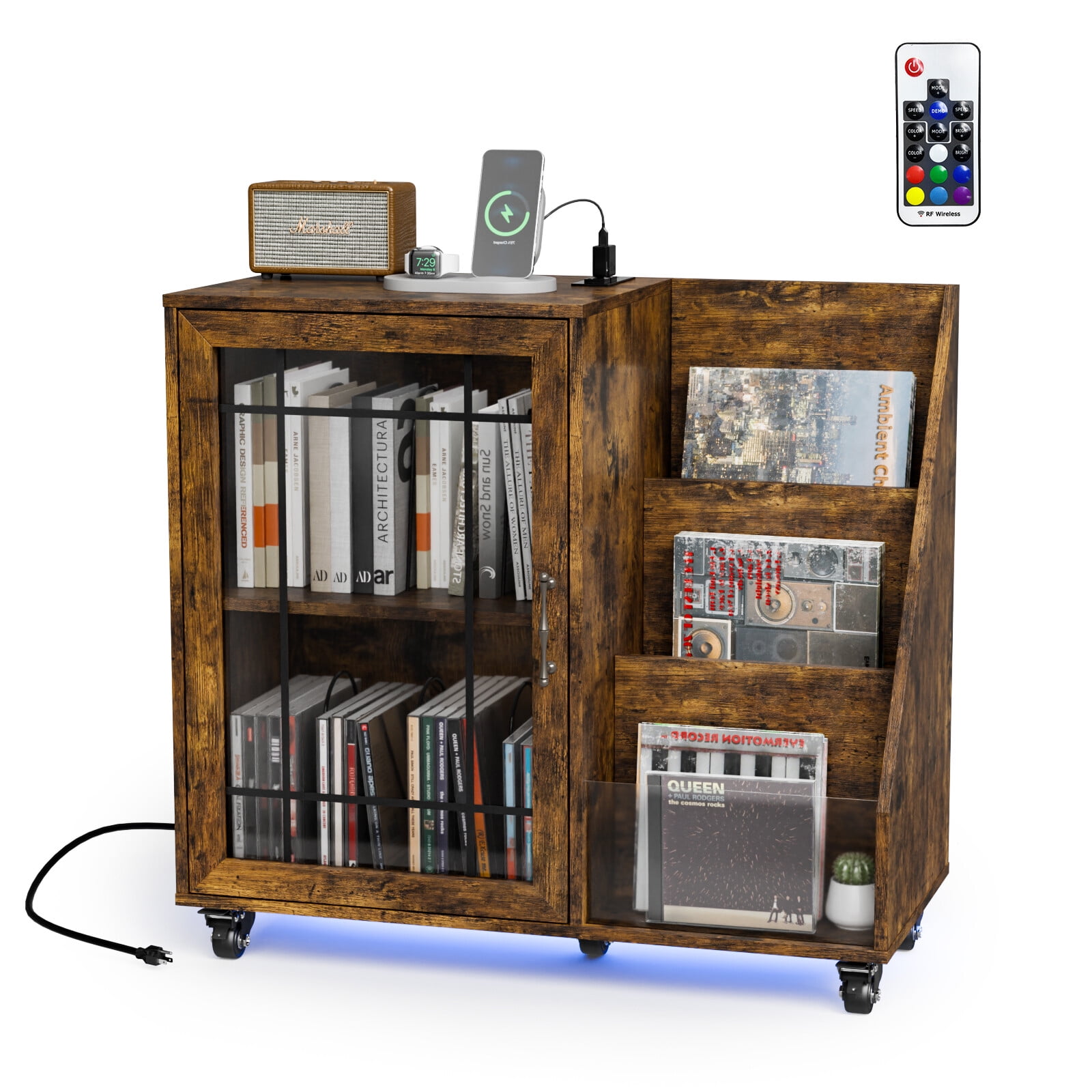 WSRFSDRecord Player Stand with Vinyl Storage for 350 Albums, Modern ...