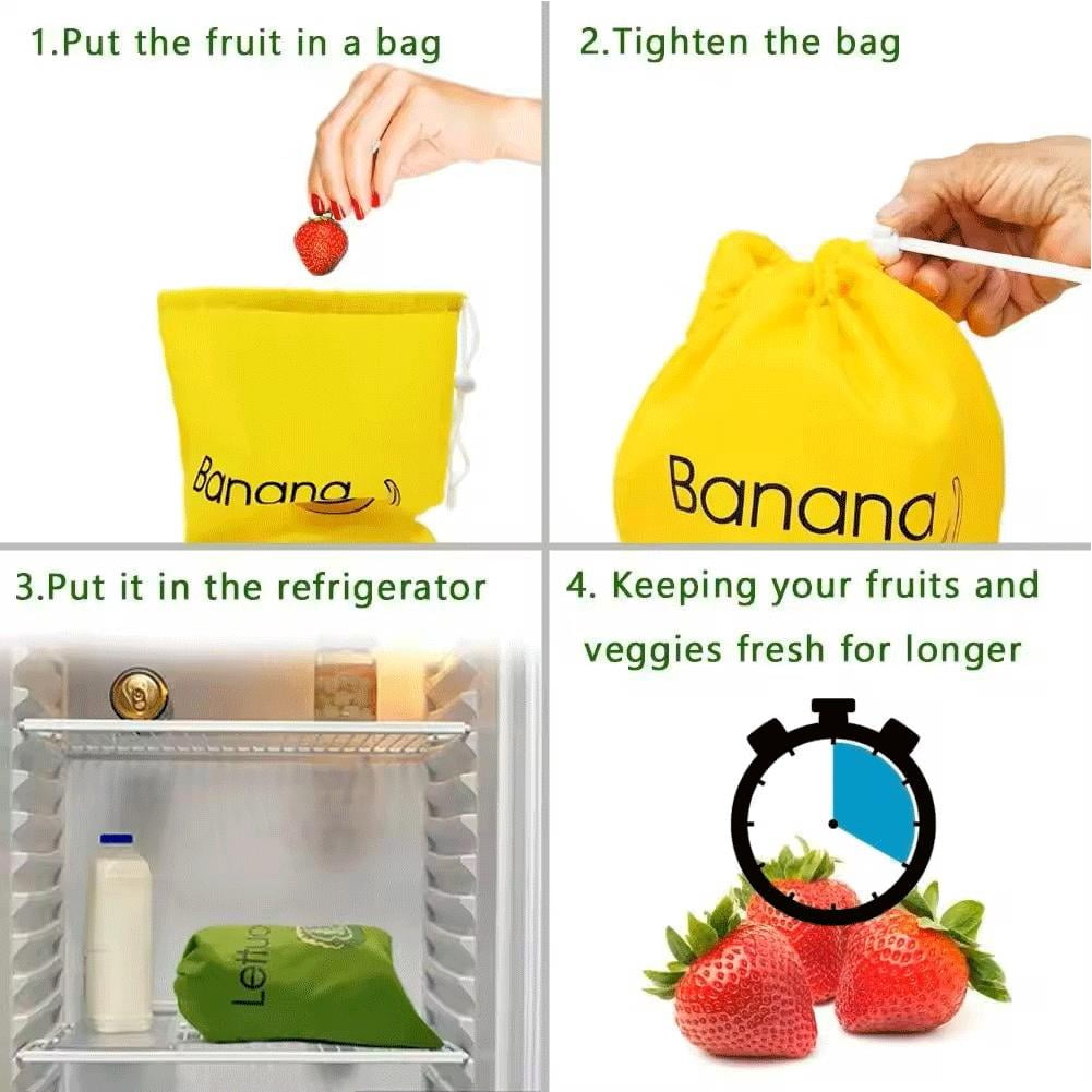 WSRRDRECVHi 1x Banana Fruit Vegetables Storage Bag Reusable Stay Fresh ...