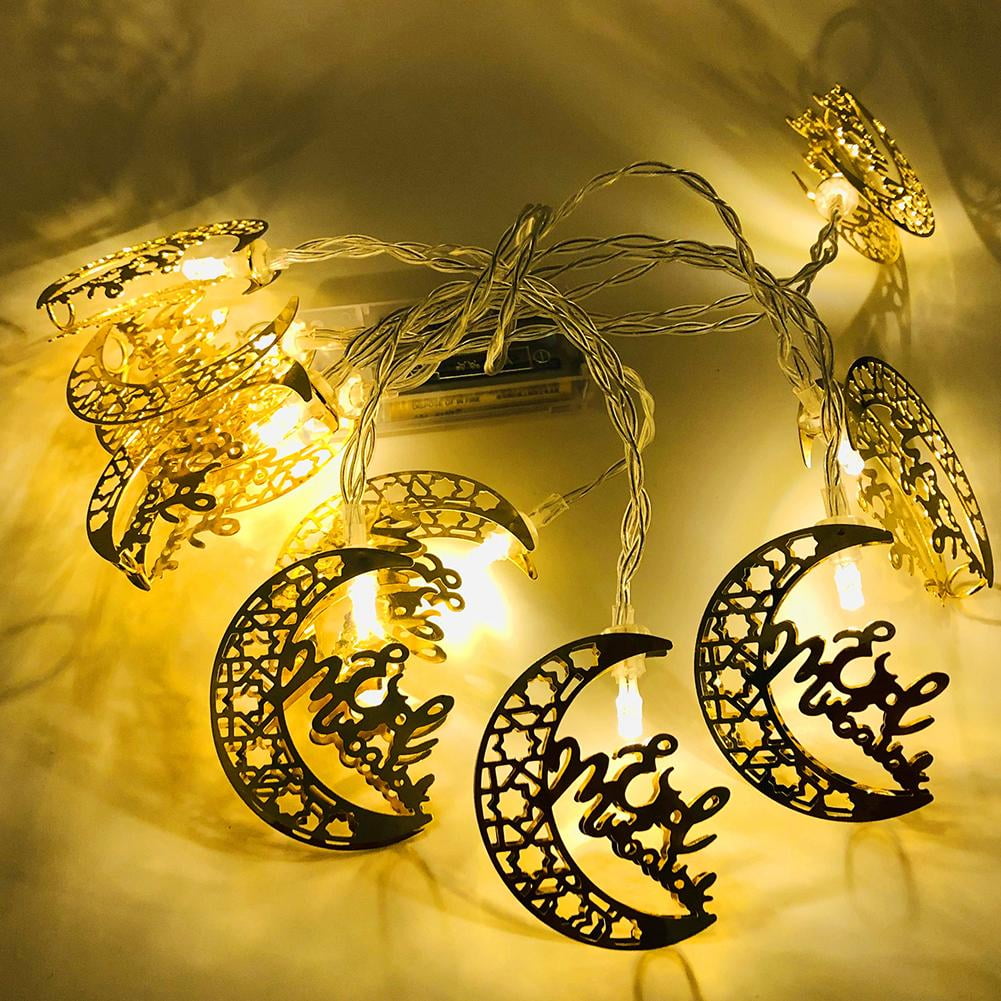 WSRRDRECVHi LED Ramadan Mubarak Eid String Light, Moon Star Castle Lamp ...