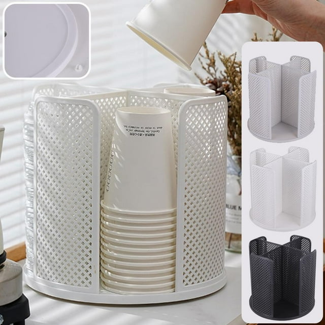 WSRRDRECVHi Paper Cup Holder Cup Storage Rack 360° Rotatable ...