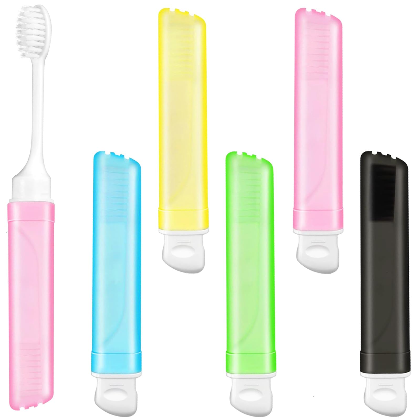 WSSROGY 5 Pack Potable Folding Travel Toothbrush Bulk for Travel ...