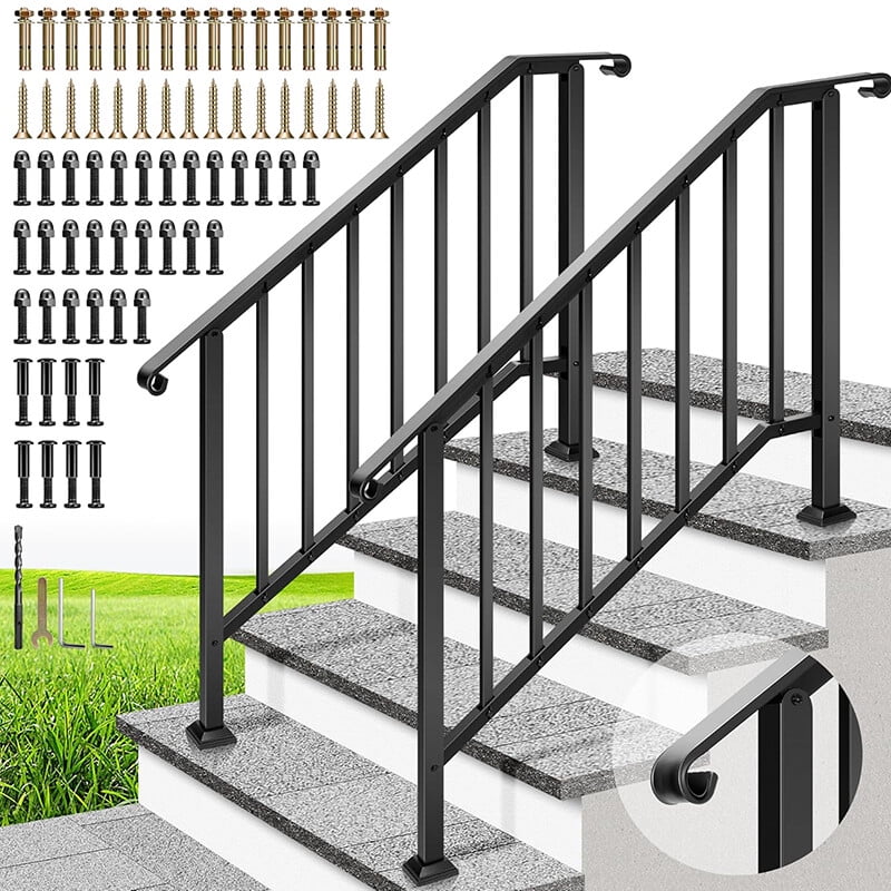 WSSYzyzf 2-Pack Hand Rails for Outdoor Steps, Wrought Iron Railing ...