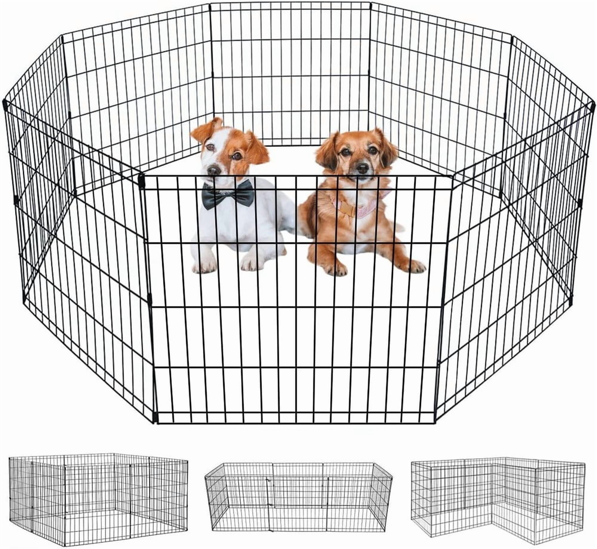 WSSYzyzf 30" 8-Panel Dog Playpen Crate, Black Pet Exercise Cage and ...
