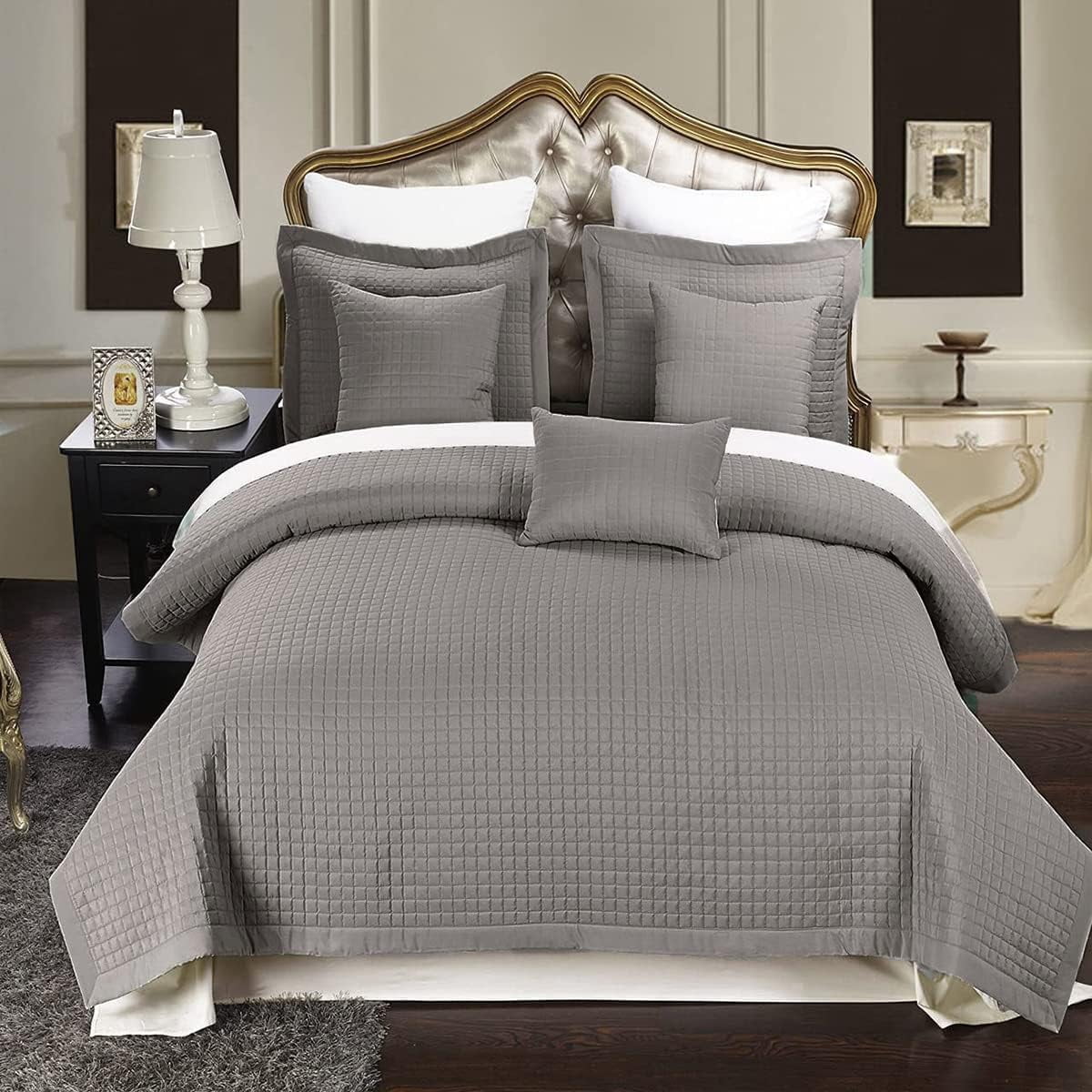 WSSYzyzf Checkered Style Soft and Plush Coverlet, 3PC Set Stitched ...