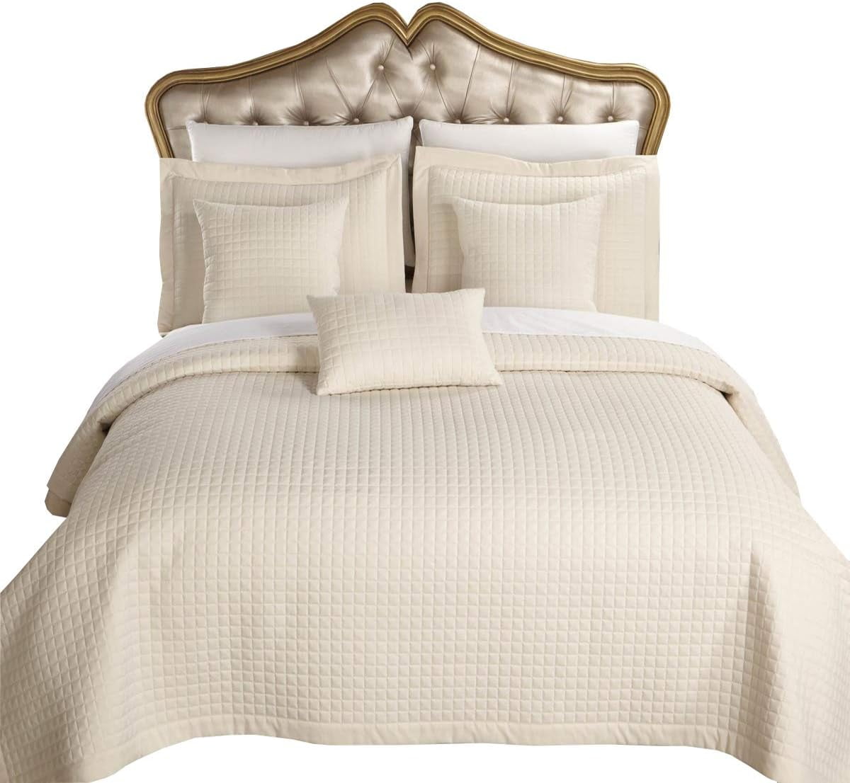 WSSYzyzf Checkered Style Soft and Plush Coverlet, 3PC Set Stitched ...