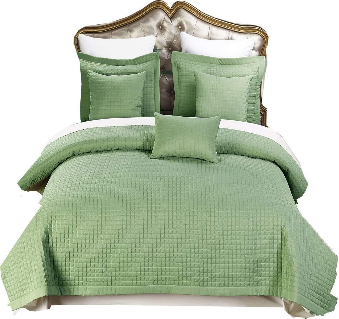 WSSYzyzf Checkered Style Soft and Plush Coverlet, 3PC Set Stitched ...