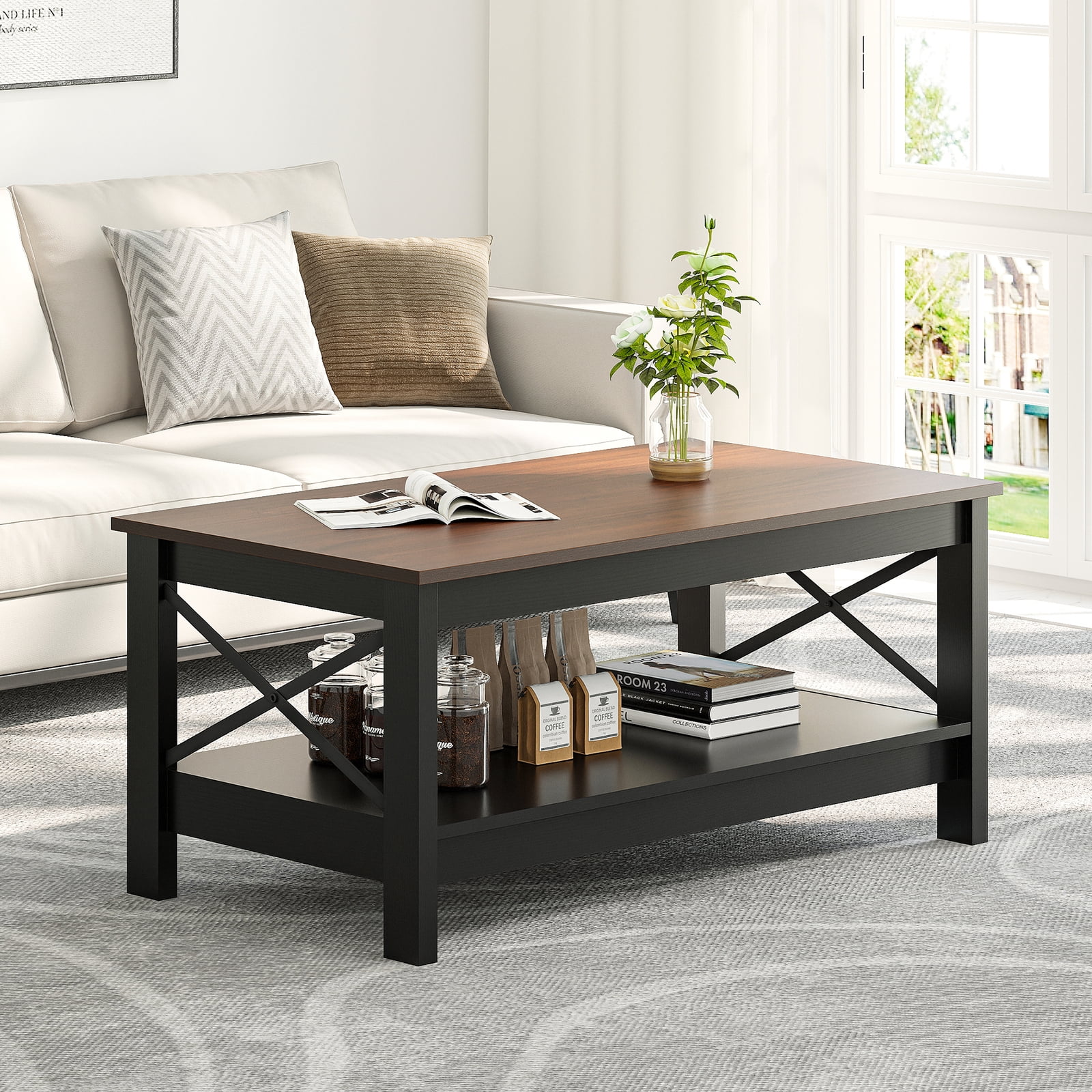 WSSYzyzf Coffee Table for Living Room,Modern Farmhouse Coffee Table ...