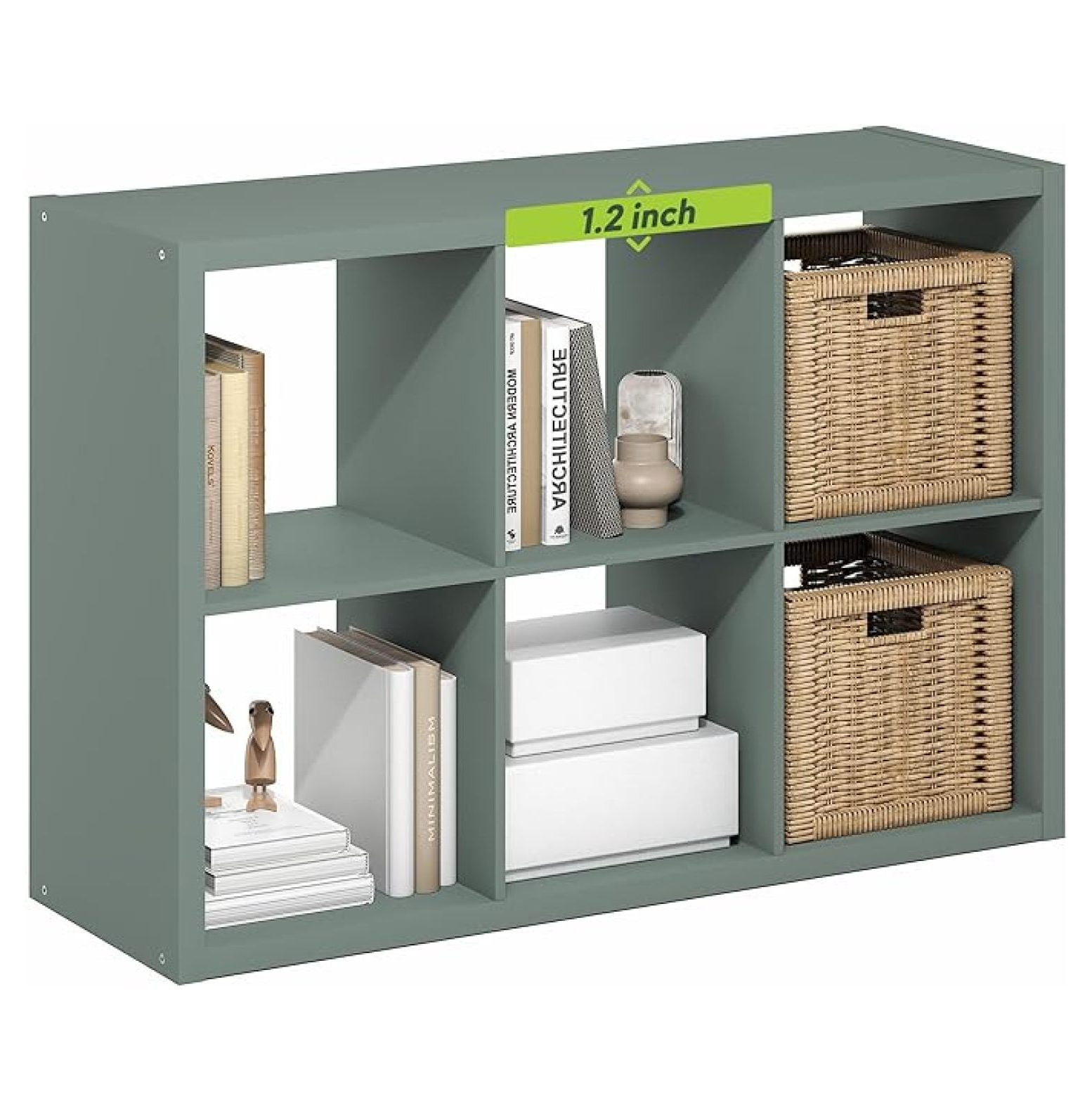 WSSYzyzf Cubicle Book Shelf, 6-Cube Thick Frame Bookshelf, Horizontally ...