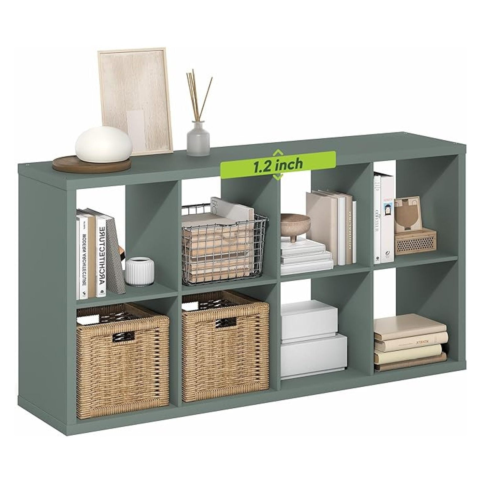 WSSYzyzf Cubicle Book Shelf, 8-Cube Thick Frame Bookshelf, Horizontally ...