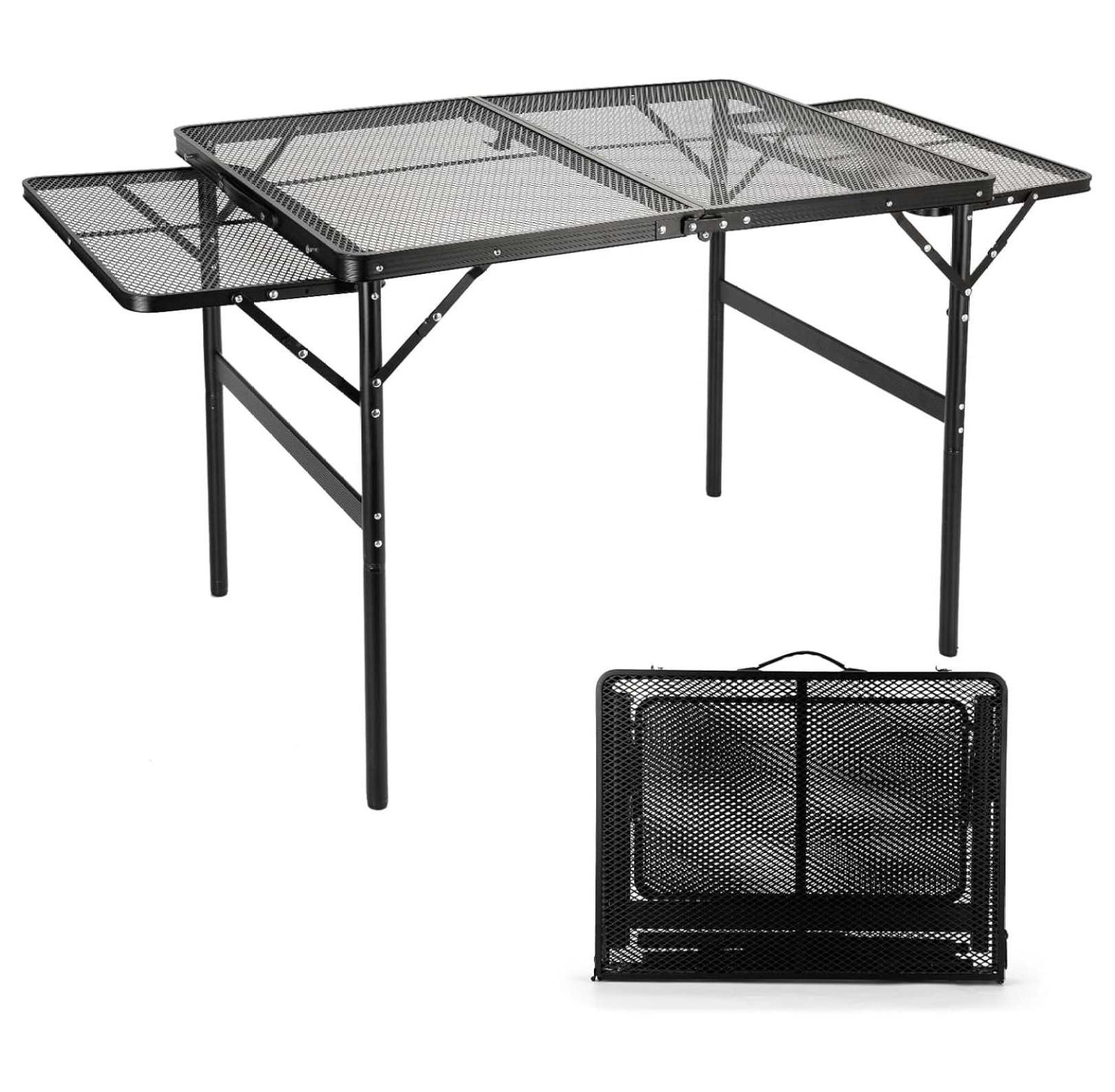 WSSYzyzf Folding Grill Table with 2 Wing Panels 3FT+1.4FT Mesh Desktop ...