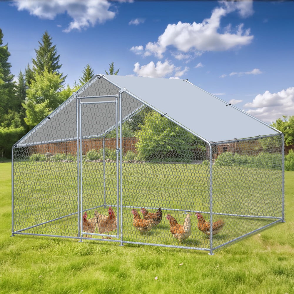 WSSYzyzf Large Walk-in Metal Chicken Coop with Cover, Portable Run for ...