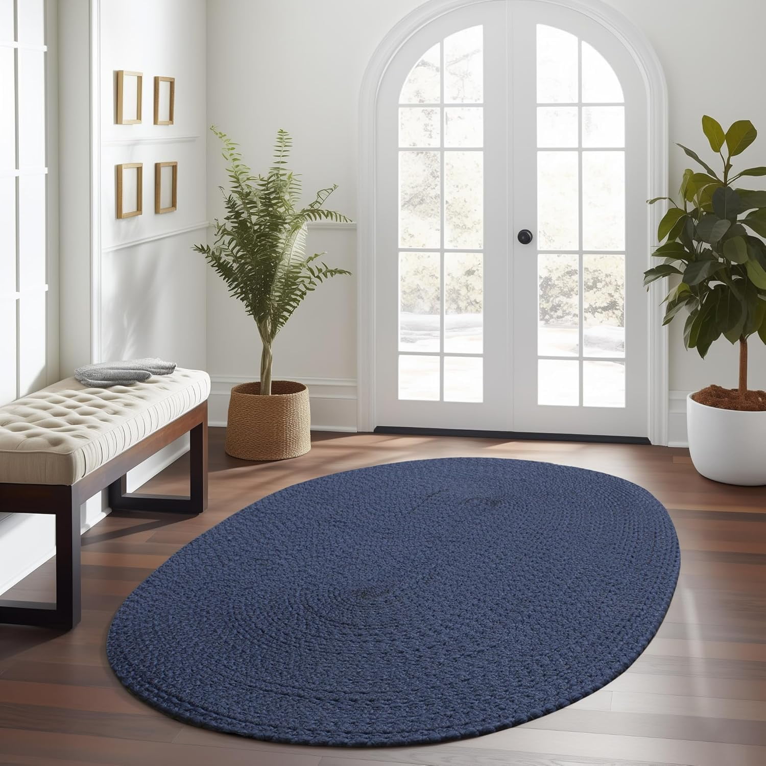 WSSYzyzf Navy Blue Braided Rug Country Kitchen Braided Rugs - Durable ...