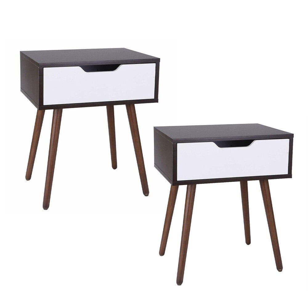 WSSYzyzf Set of 2 Wooden Side Tables, Bedroom End Tables with Sliding ...